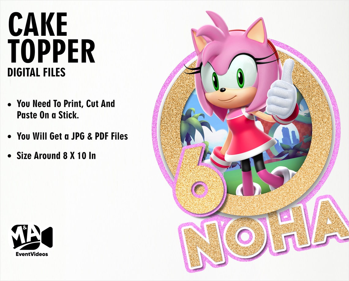 Printable Amy Rose Cake Topper Cake Topper Sonic Sonic the - Etsy