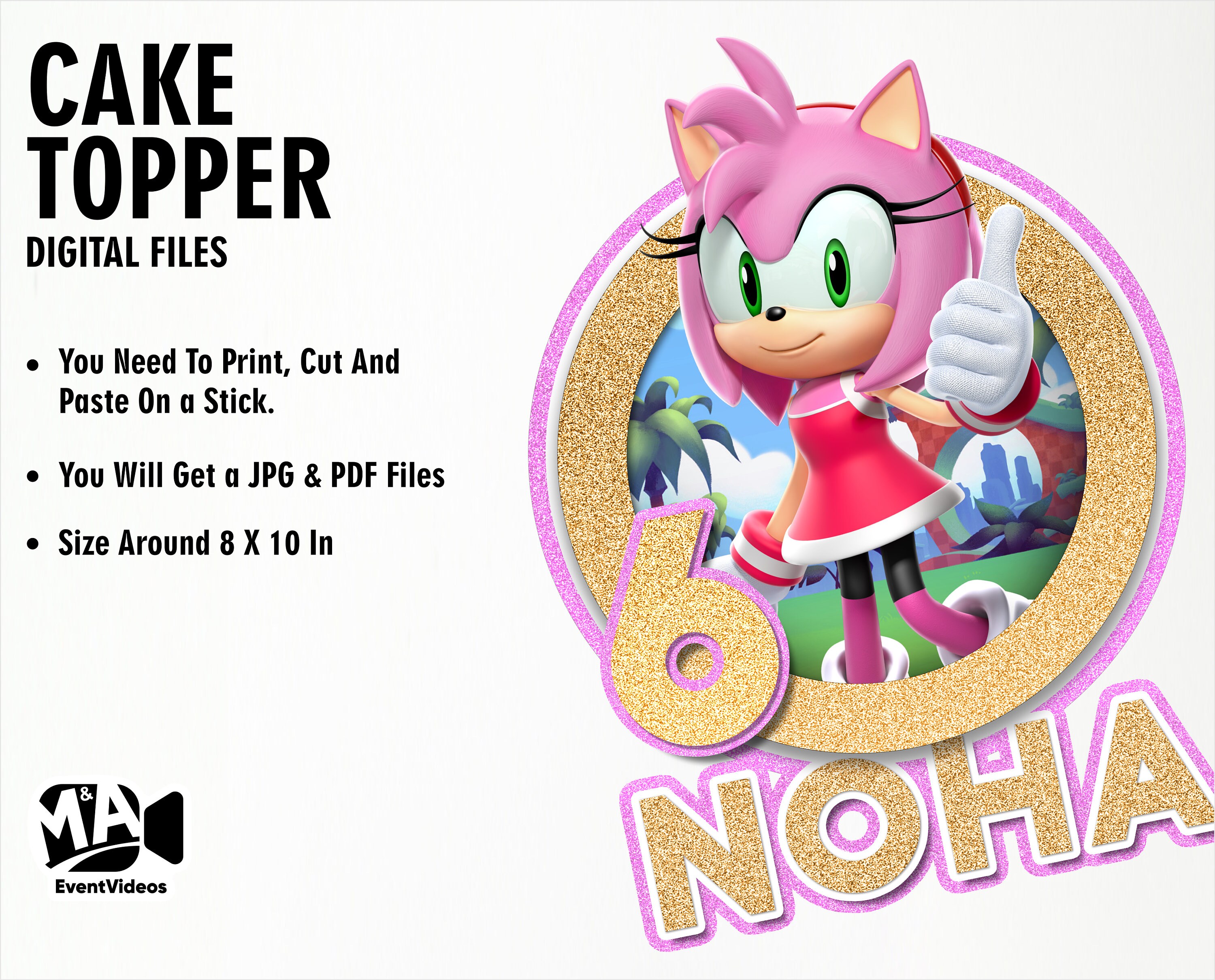 Printable Amy Rose Cake Topper Cake Topper Sonic Sonic the - Etsy