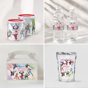 Superhero Birthday Decoration Bundle - Editable Boys Party Decoration ...