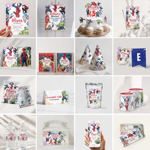 Superhero Birthday Decoration Bundle - Editable Boys Party Decoration ...