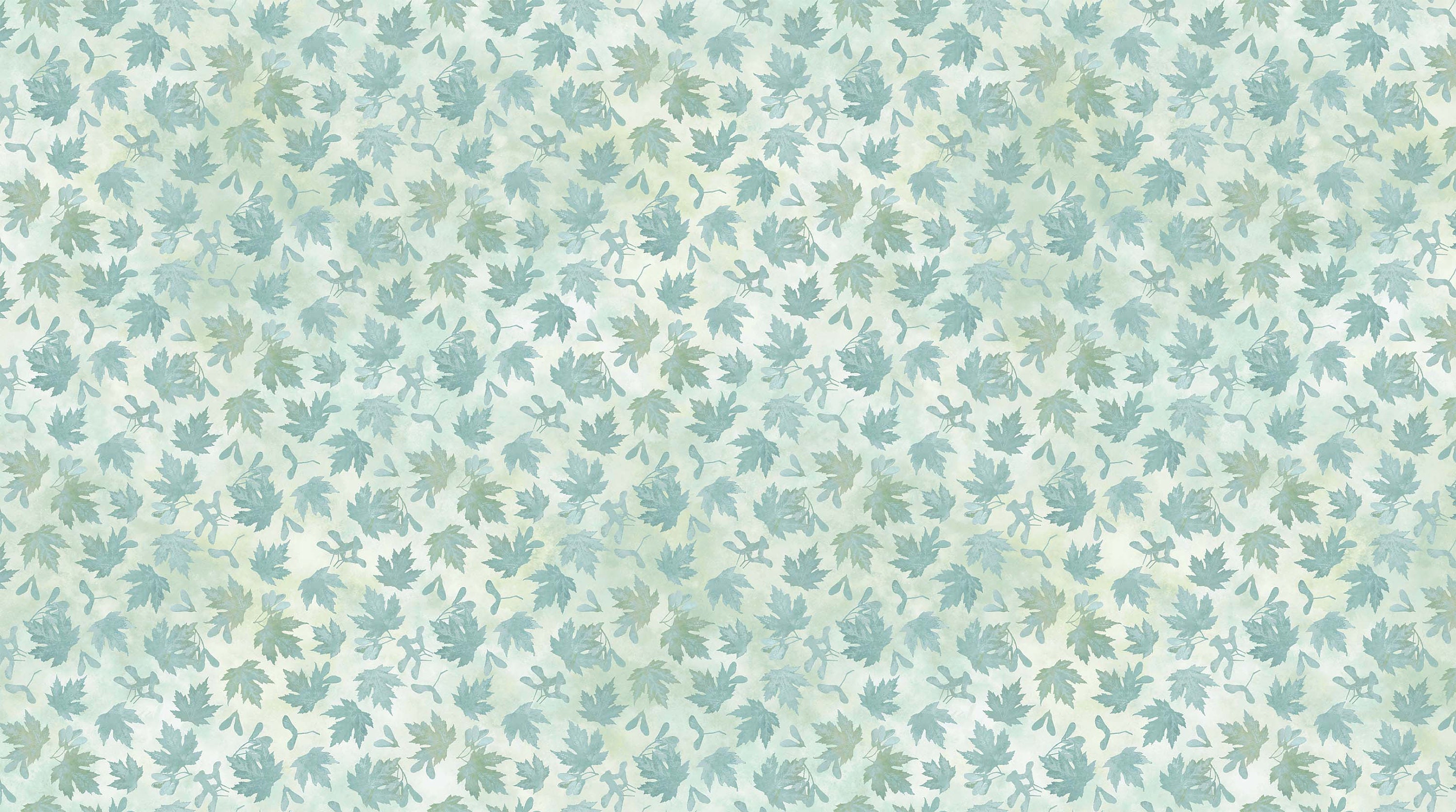 Northcott's Autumn Splendor - Light Teal Tonal Leaves (26686-62) - 44/ ...