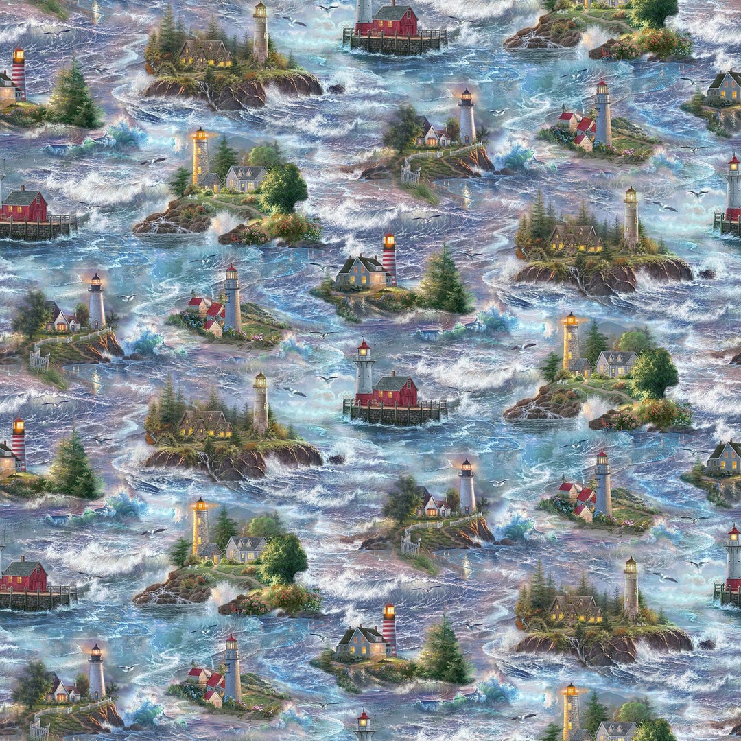 Northcott's Safe Harbor - Lighthouse Print - (24967-54) - Sold by the ...