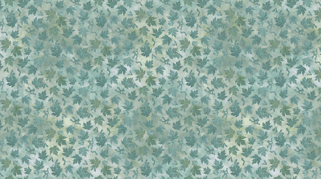 Northcott's Autumn Splendor - Mid Teal Tonal Leaves (26686-64) - 44/45 ...