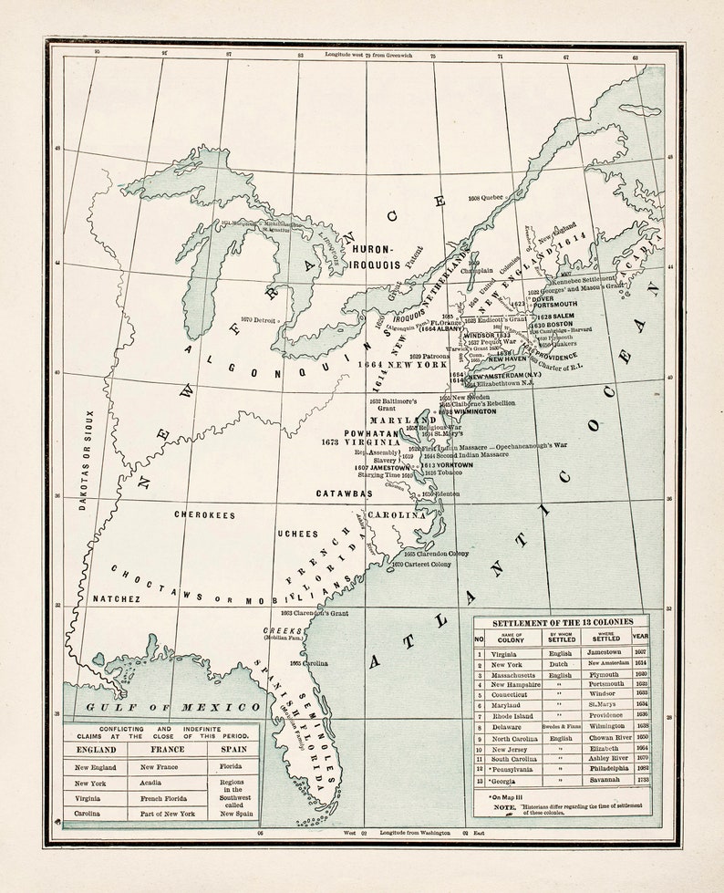 9 Vintage American Historical Maps From 1889 Family World - Etsy