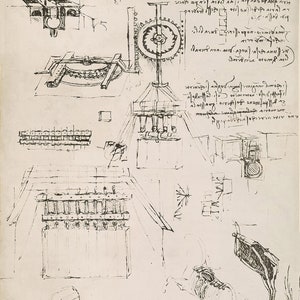 114 Leonardo Da Vinci Manuscript Sketches Notes Diagrams Set 2 | Image ...