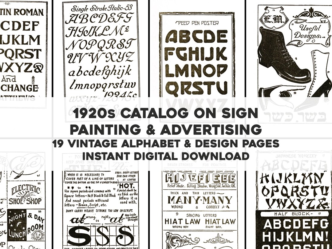 How to Paint Signs | 19 Vintage Image Bundle | Instant Digital Download ...