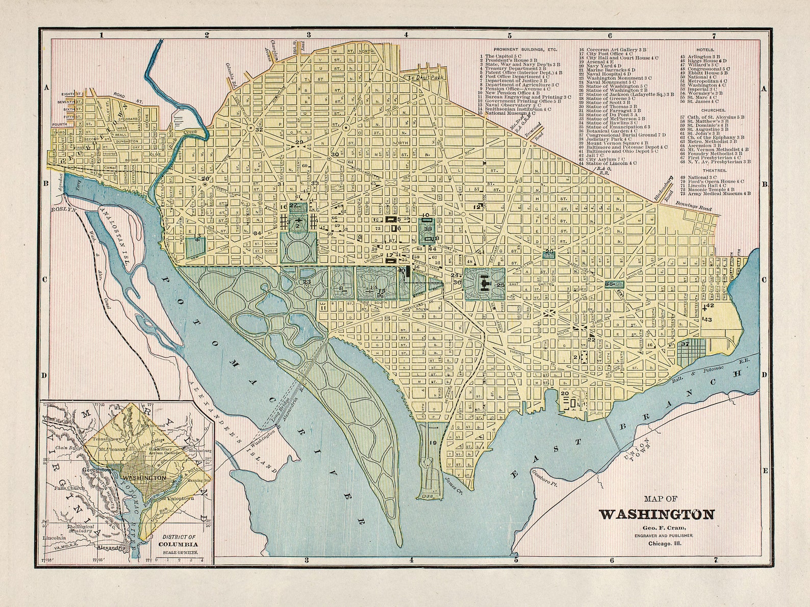 23 Vintage Maps of USA Major Cities 1889 Family World Atlas | HQ Image ...