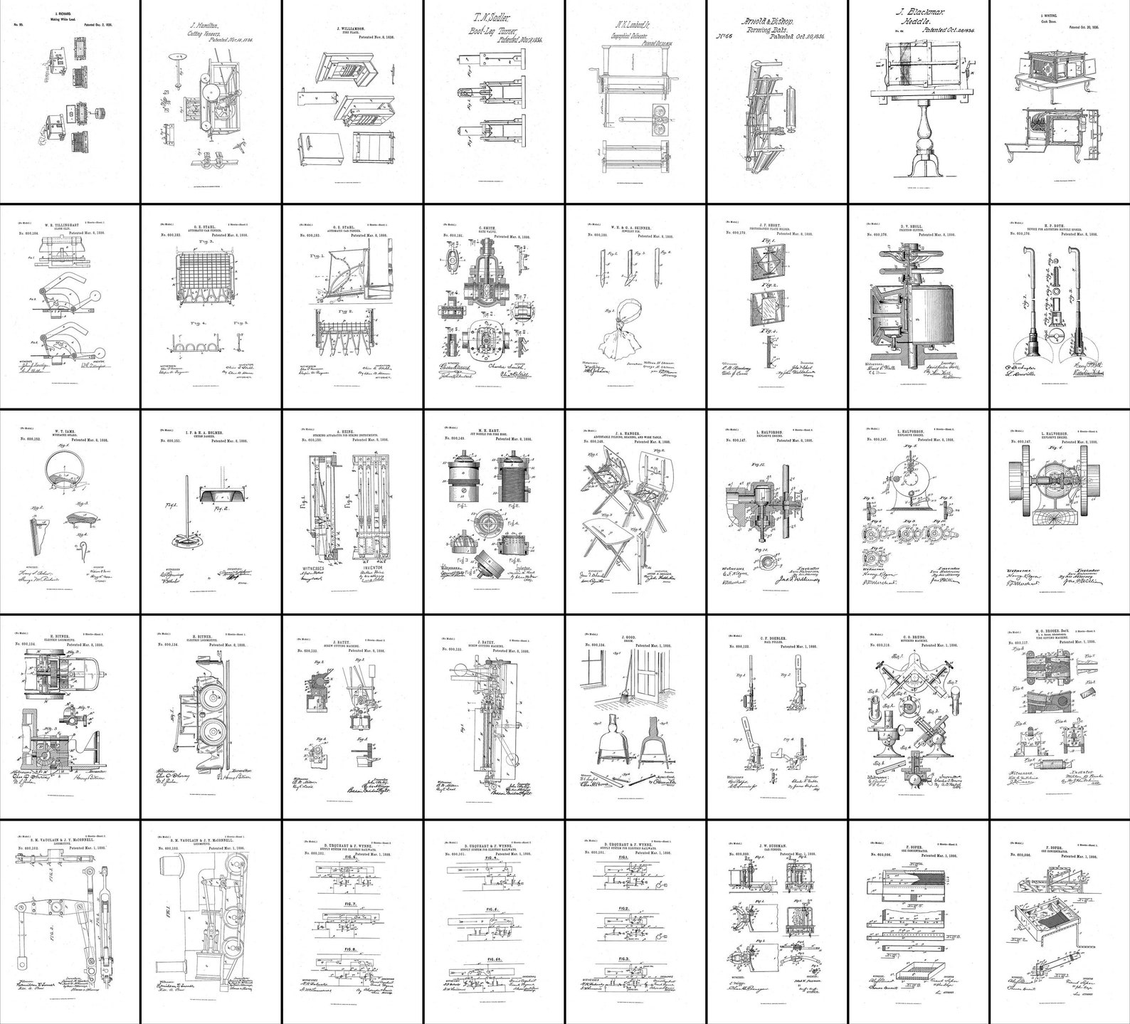 111 Assorted Restored Patents Drawings Set 6 | HQ Image Bundle ...