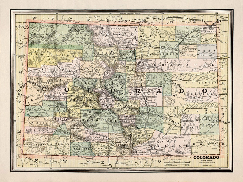 22 Vintage Maps of USA States 1889 Family World Atlas | HQ Image ...