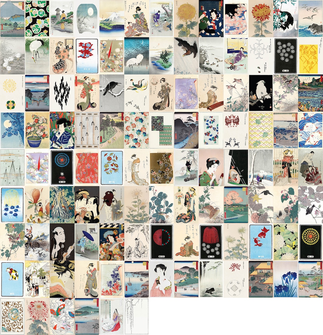 110 Pcs Japanese COLLAGE KIT 4"x6" -- Printable Wall Art Collage Bundle ...
