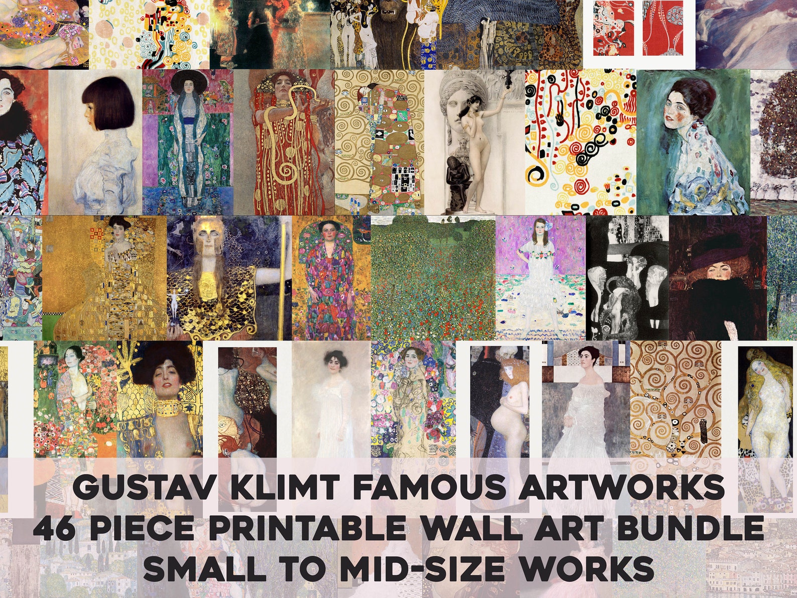 Gustav Klimt Famous Work Art Nouveau Printable Wall Art Bundle - Etsy