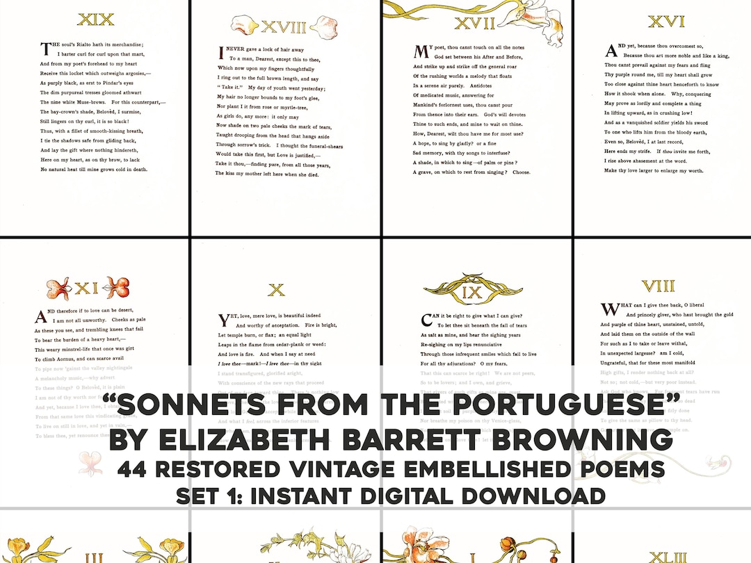 44 Lovely Portuguese Sonnets Poems & Illustrations | Restored Vintage ...