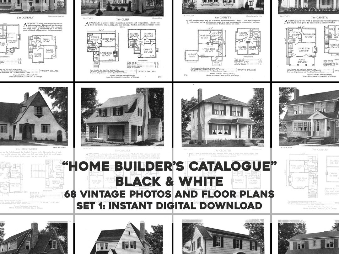 68 Vintage American House Design Advertisements & Floor Plans BW 1 | HQ ...