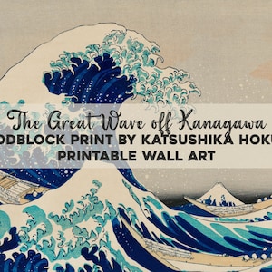 Katsushika Hokusai "the Great Wave off Kanagawa" Printable Wall Art ...
