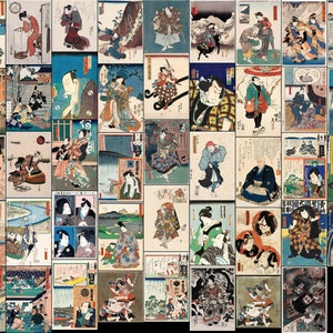 44 Japanese Woodblock Prints Kunisada Kabuki Samurai | HQ Image Bundle Printable Wall Art ...
