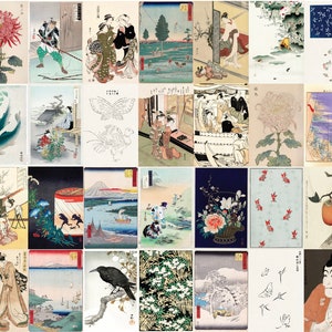 110 Pcs Japanese COLLAGE KIT 4"x6" -- Printable Wall Art Collage Bundle ...