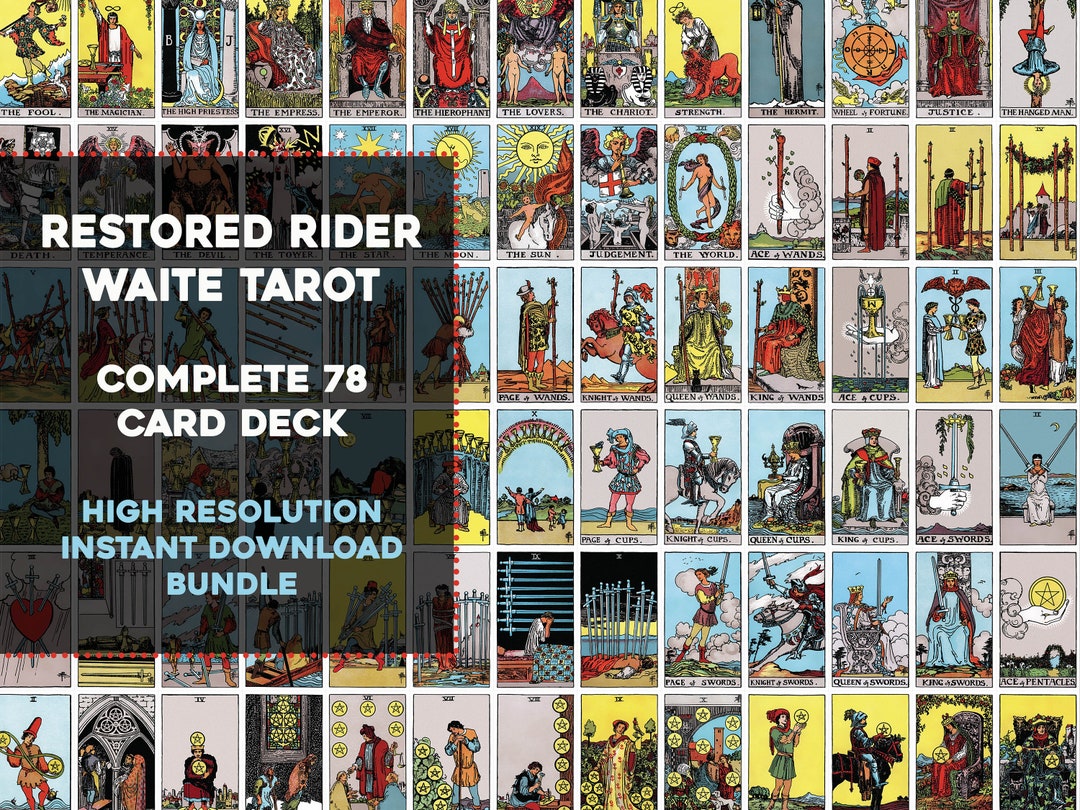 Complete Set Rider Waite Smith Tarot Card Deck | High Resolution Image ...