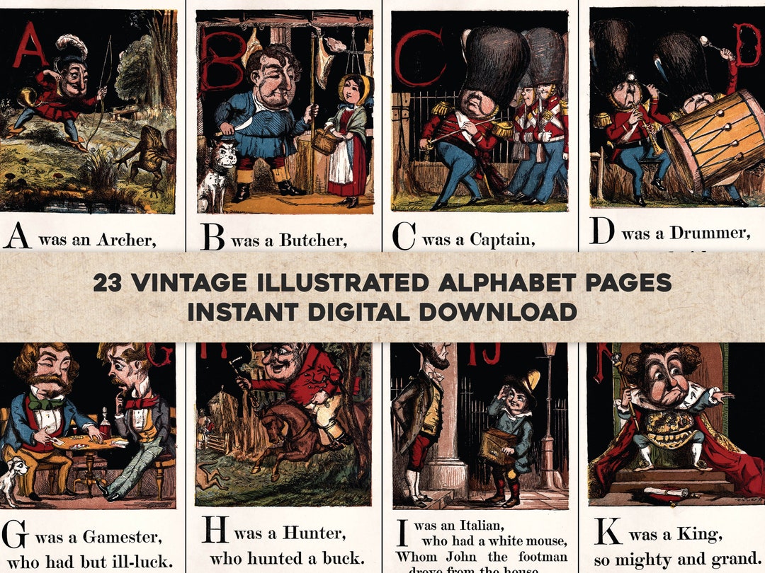 Abcs Children's Colored Alphabet Picture Book Illustrations | Instant ...