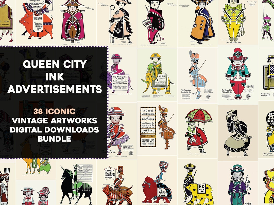 38 Queen City Ink Advertisements Printable Wall Art HQ Image Bundle ...