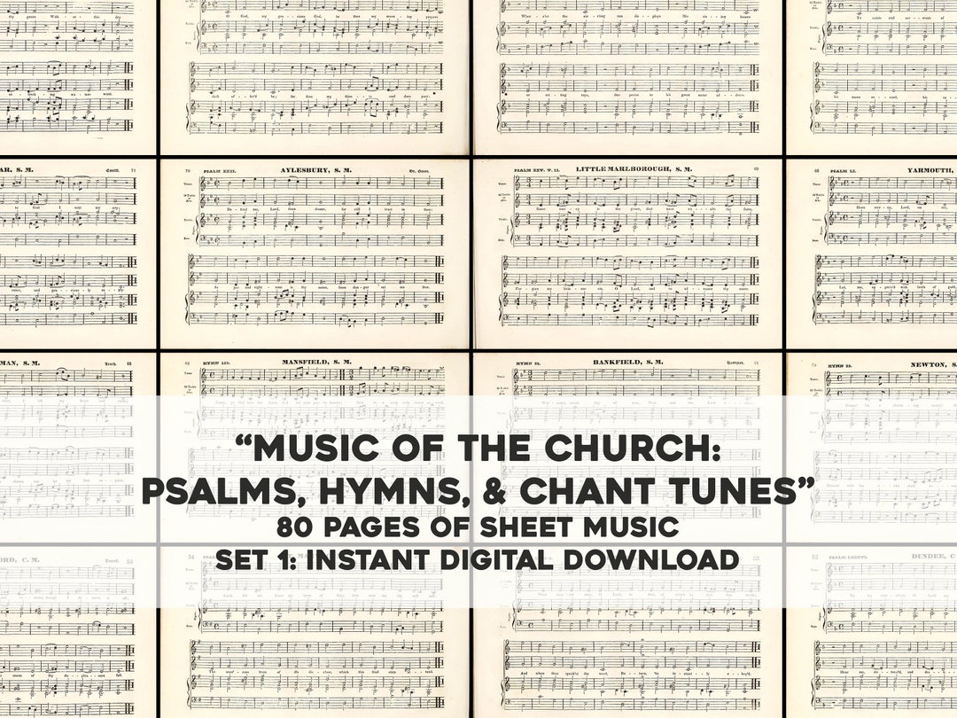 80 Pages of Church Psalms Hymns and Chant Tunes Vintage Sheet Music ...