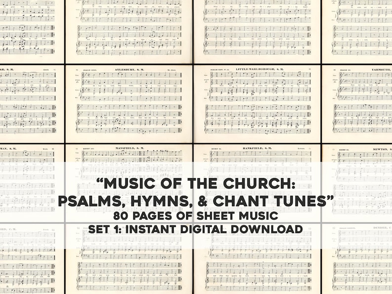 80 Pages of Church Psalms Hymns and Chant Tunes Vintage Sheet Music ...