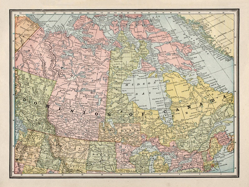8 Vintage Maps of Canada & Cities 1889 Family World Atlas HQ - Etsy