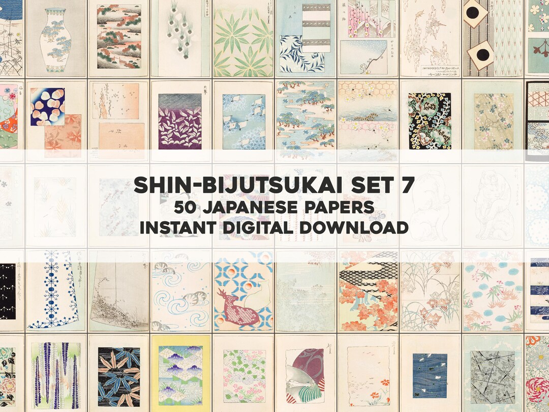 50 Digital Japanese Design Prints | Image Bundle Printable Wall Art ...