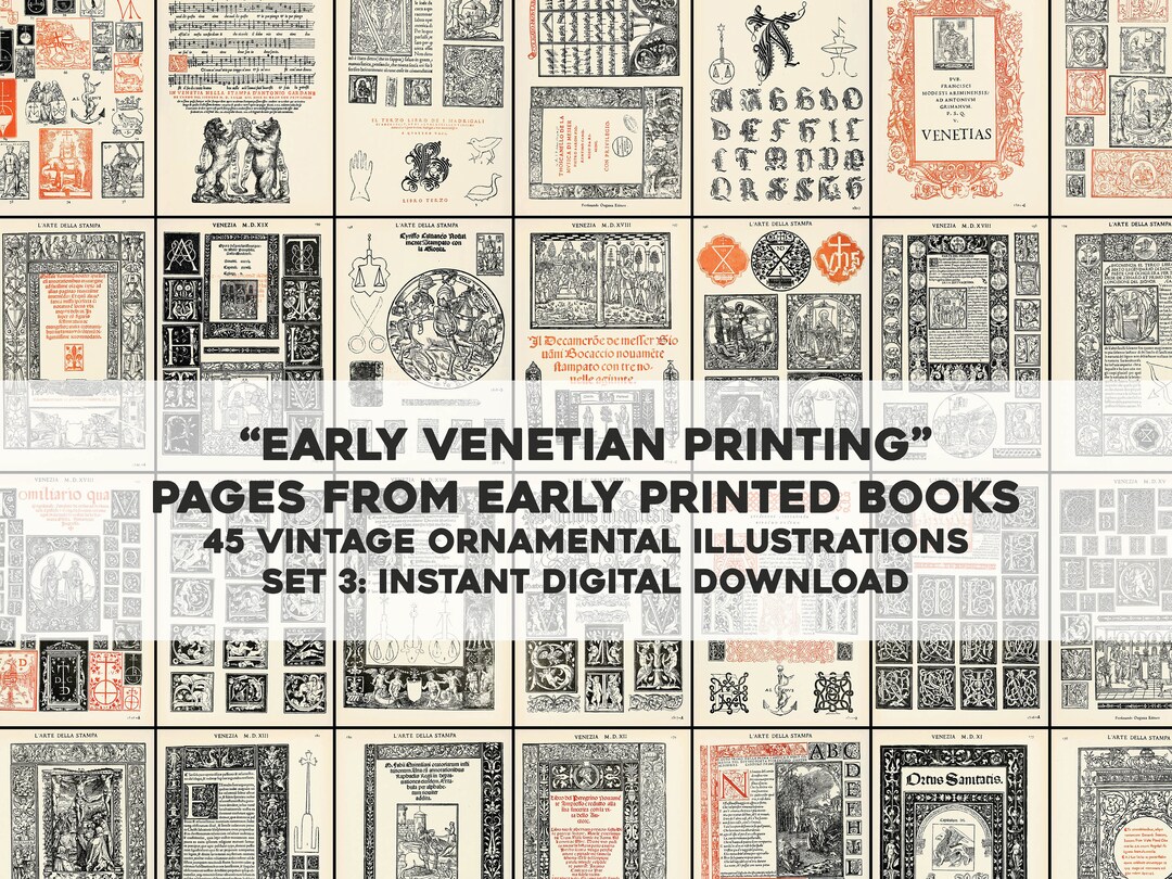 45 Historic Book Ornamental Designs Illustrations | Vintage Stained ...