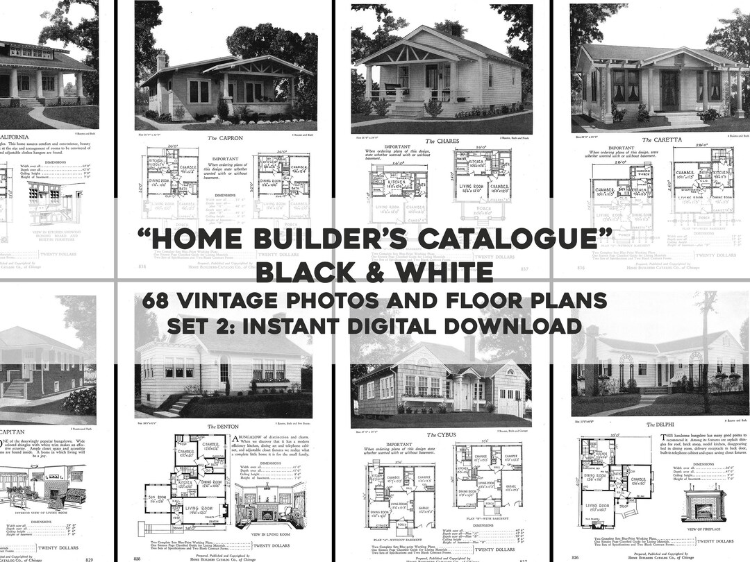 68 Vintage American House Design Advertisements & Floor Plans BW 2 | HQ ...