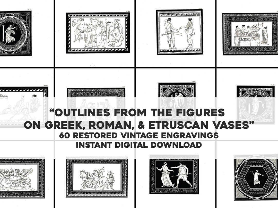 Greek Roman & Etruscan Vase Designs | 60 Vintage Images Bundle ...