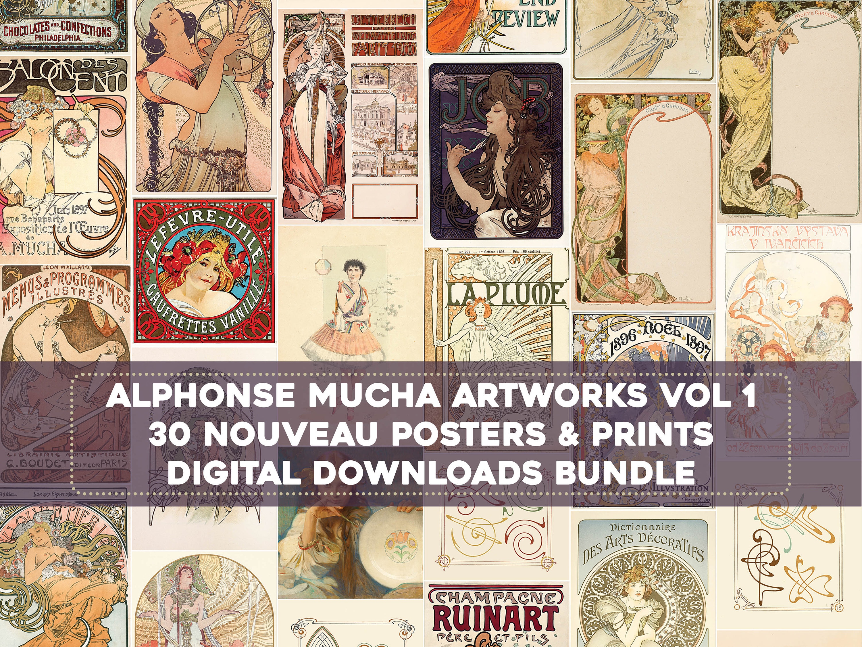 30 Beautiful Alphonse Mucha Artworks HQ Image Bundle - Etsy