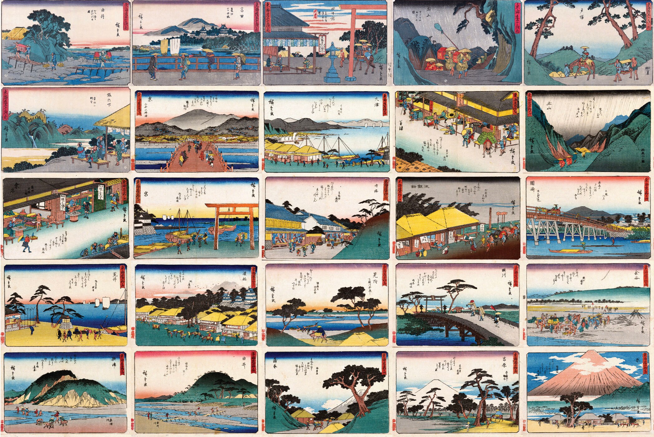 Japanese COLLAGE KIT 4"x6" -- 100 Pcs Stations of the Tokaido 2 ...