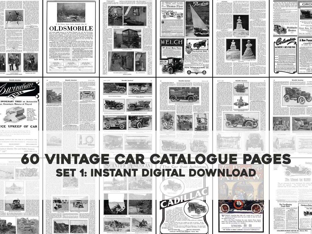 60 Pages From an Old Car Catalogue Illustrations | Image Bundle ...