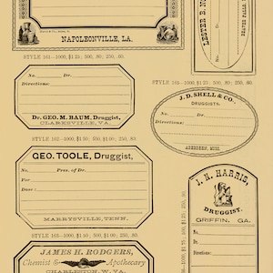 49 Printable Sheets of Vintage Apothecary Druggist Pharmacy Labels ...