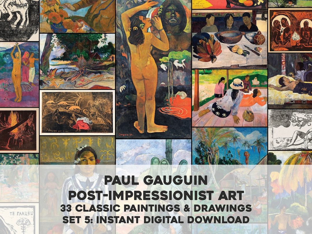 33 Paul Gauguin Impressionist Paintings HQ Image Bundle Printable Wall ...