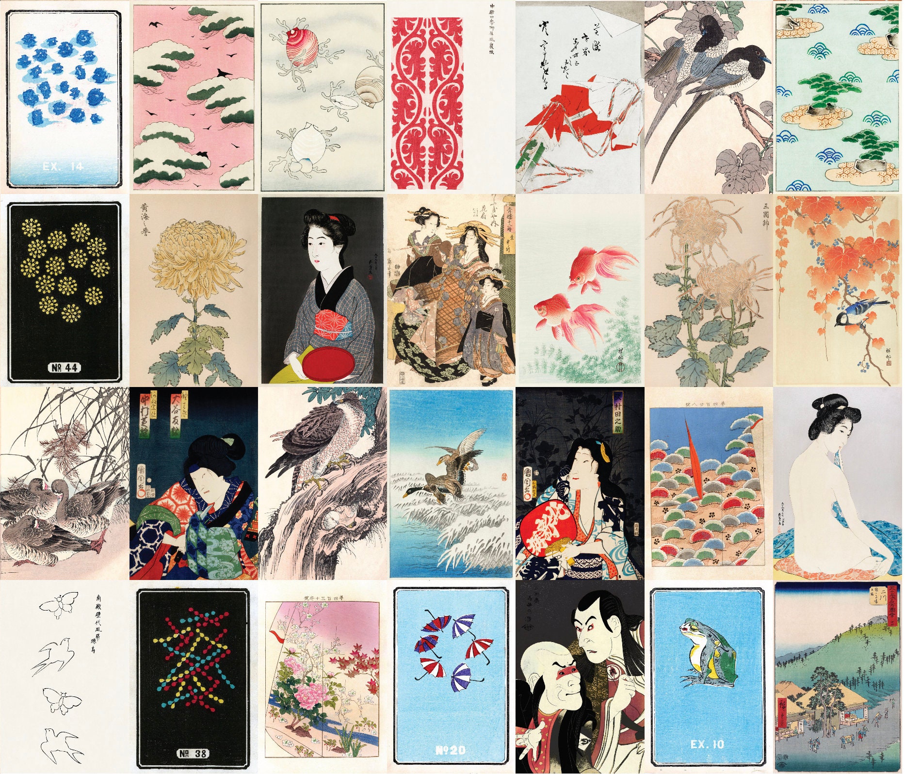 110 Pcs Japanese COLLAGE KIT 4"x6" -- Printable Wall Art Collage Bundle ...