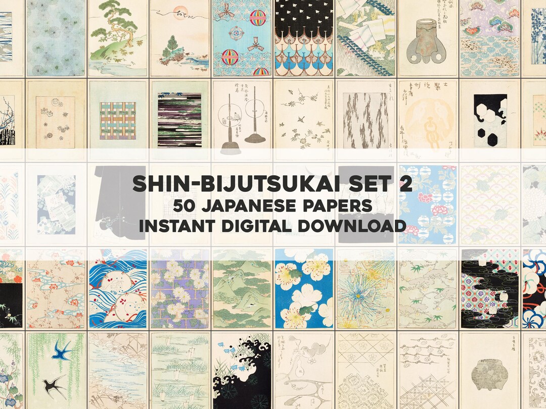 50 Japanese Design Patterns | Digital Paper Image Bundle Printable Wall ...