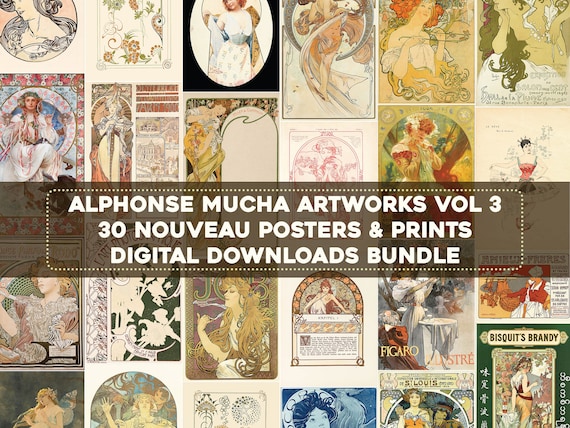 30 Beautiful Alphonse Mucha Artworks HQ Image Bundle - Etsy