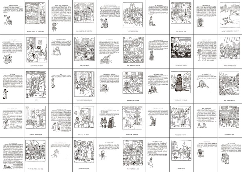 100 Silly Cats Illustrations & Short Stories | Vintage Art Craft Paper ...