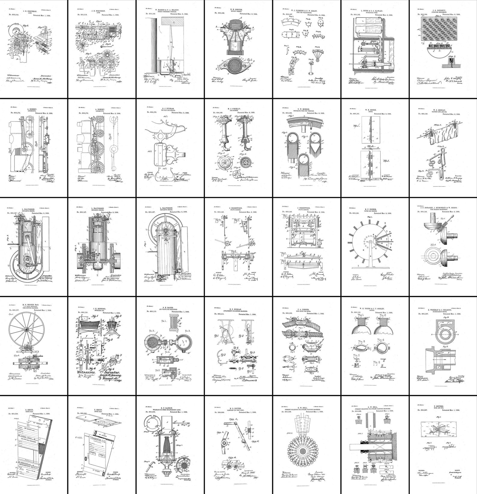 111 Assorted Restored Patents Drawings Set 6 | HQ Image Bundle ...