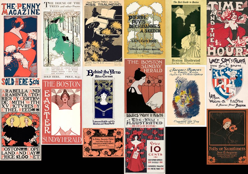 Ethel Reed Art Nouveau Printable Wall Art Bundle Vintage Women - Etsy