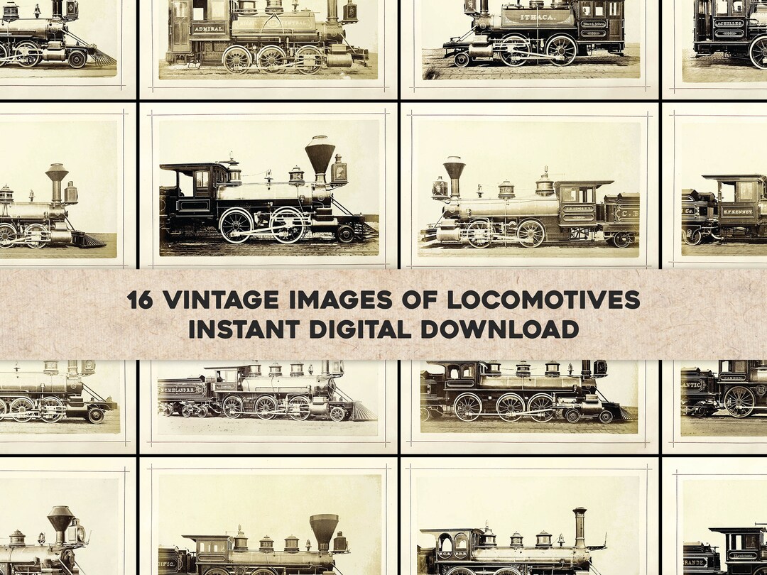 16 Vintage Train Engines Locomotives Black & White Photos | HQ Image ...