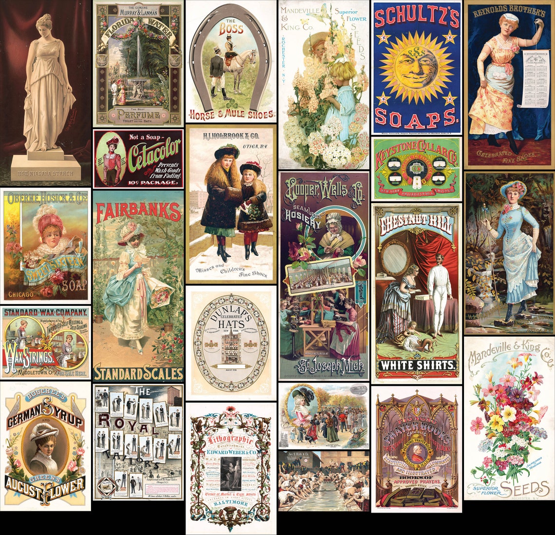 23 Vintage 1800s Lithograph Print Advertisements Vol. 6 - Etsy