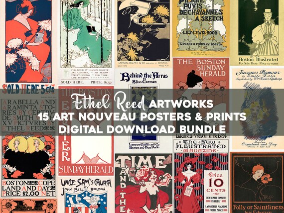 Ethel Reed Art Nouveau Printable Wall Art Bundle Vintage Women | Etsy
