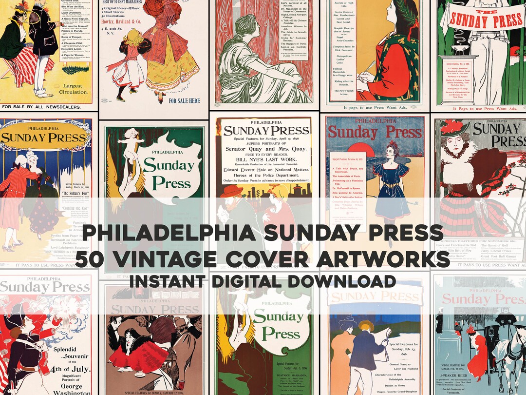 50 Philadelphia Sunday Press Cover Arts | HQ Image Bundle Printable ...