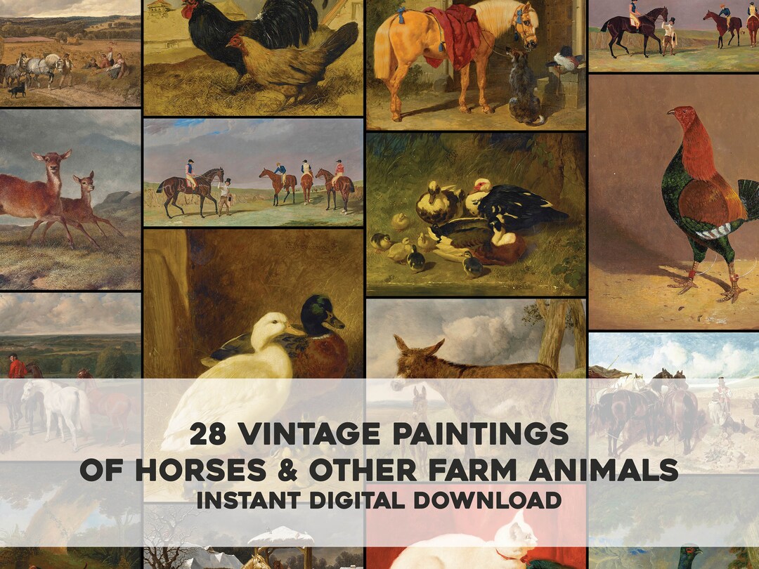 28 Horses, Farm Animals and Scene Paintings | Image Bundle Printable ...