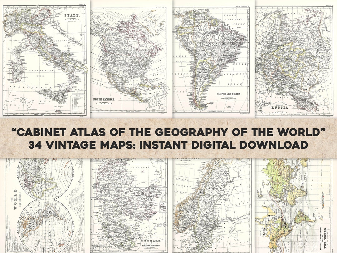 34 Vintage Maps From World Atlas (1882) Countries Continents | Image ...