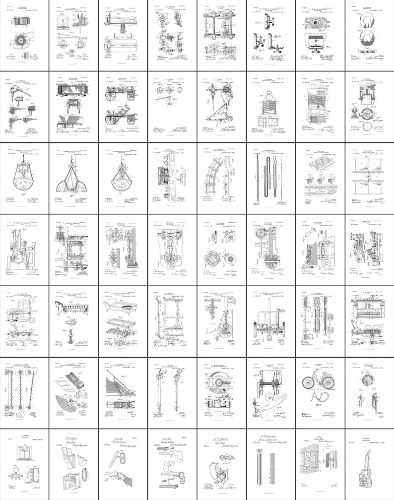 112 Assorted Restored Patents Drawings Set 5 | HQ Image Bundle ...