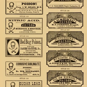 49 Printable Sheets of Vintage Apothecary Druggist Pharmacy Labels ...