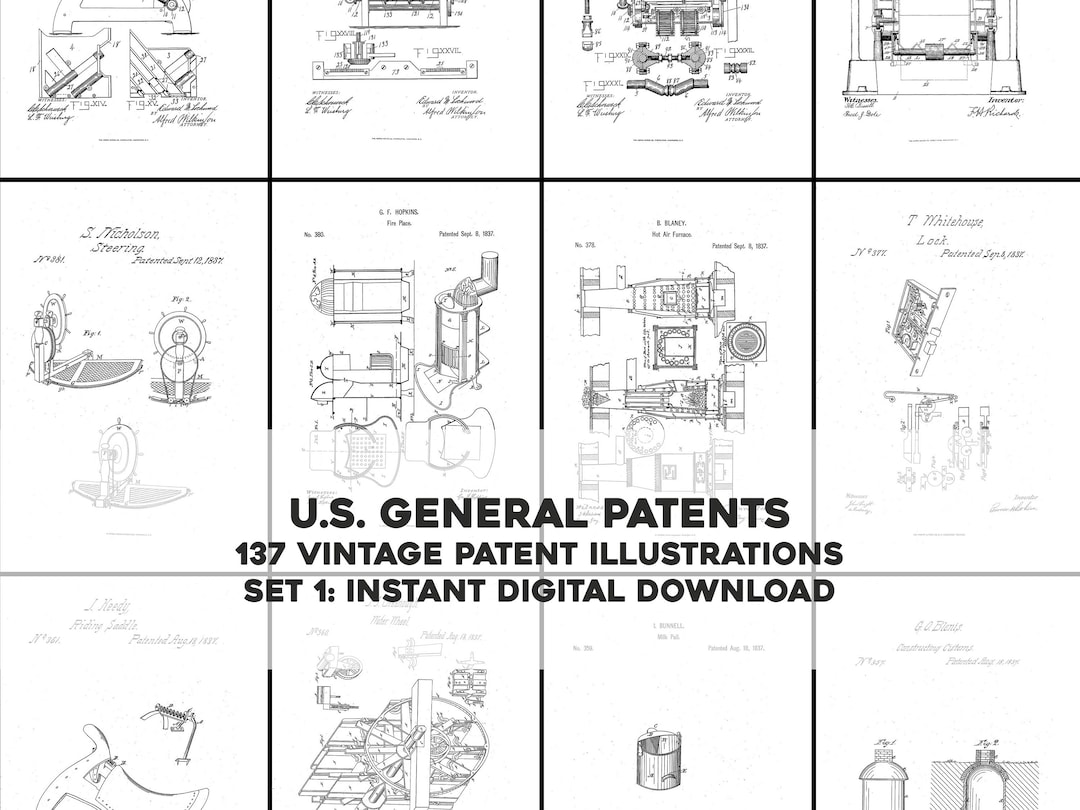 137 Assorted Restored Patents Drawings Set 1 | HQ Image Bundle ...